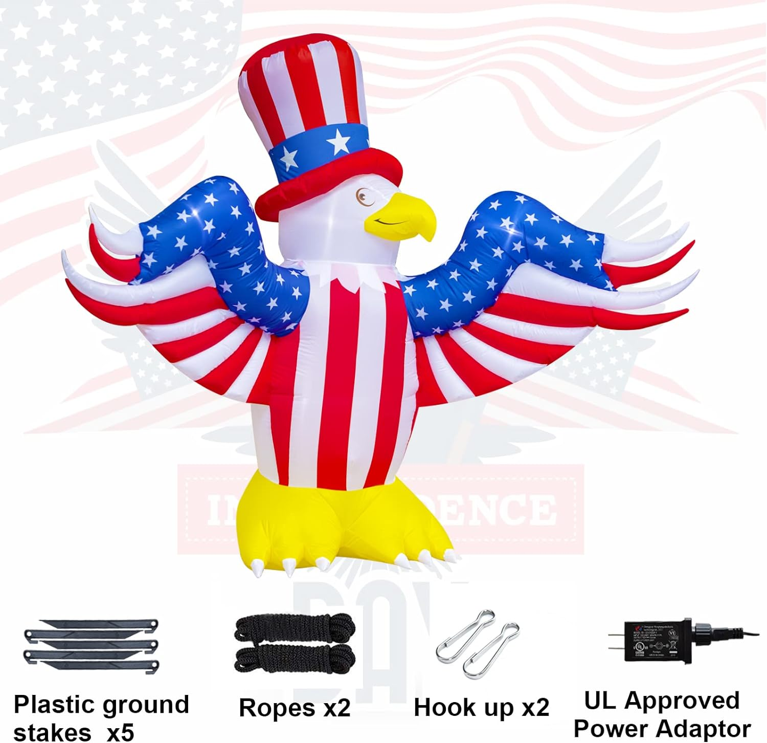 7 FT 4Th of July Inflatable Decorations,American Flying Bald Eagle ...