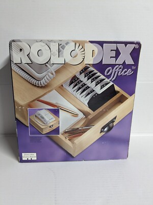 Rolodex Office Card File File Storage Organizer Wood Oak Finish Table ...