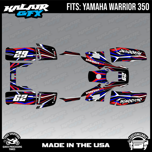 Graphics Kit for YAMAHA WARRIOR 350 16 MIL (87-04) Prime Series - Red ...