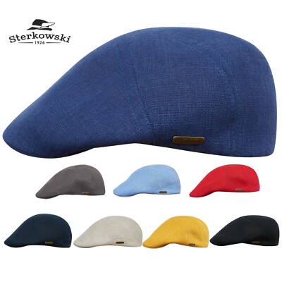 Sterkowski IVY FIVE Natural Linen Summer Flat Cap Breathable Ivy League ...