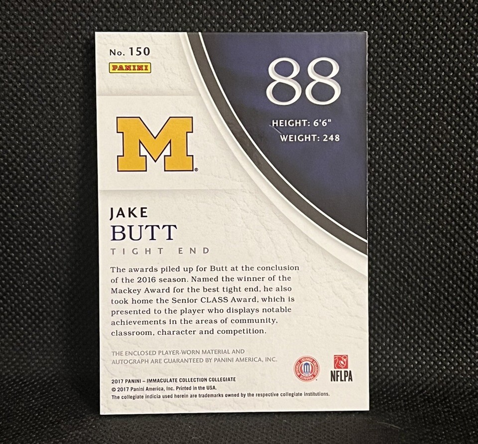 2017 Immaculate Collection JAKE BUTT Rookie Patch Auto RPA #d/99 | eBay