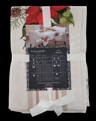 New Tahari Oblong Tablecloth 60 x 84 Seats 6-8 Christmas Holidays ...