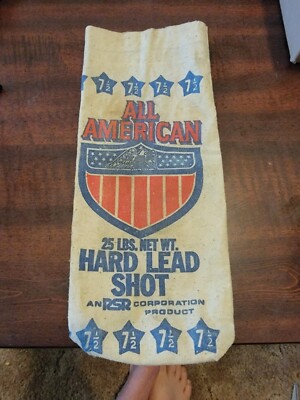 Vintage Canvas ALL AMERICAN Hard Lead Shot Bag 7 1/2 Shot 25lb Empty ...