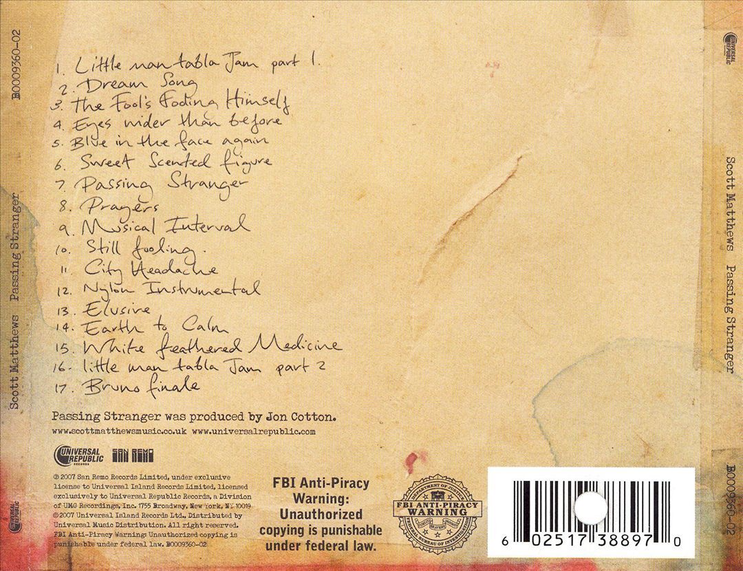 SCOTT MATTHEWS (UK) - PASSING STRANGER NEW CD 5060116570182| eBay