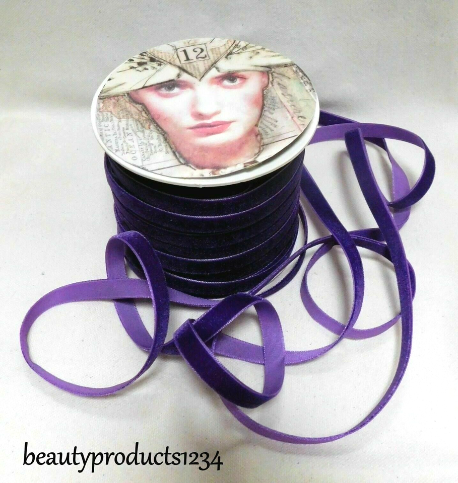 3 Yards 3/8" VIOLET Velvet Ribbon Quality / Finished Edges / JUST ...
