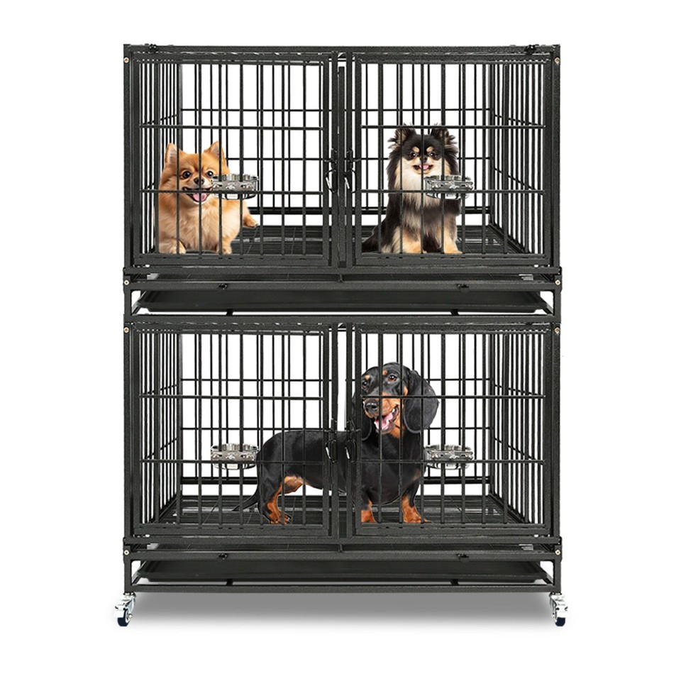 42 Inch Stackable Heavy Duty Dog Crate Pet Cage Kennel w/Divider ...