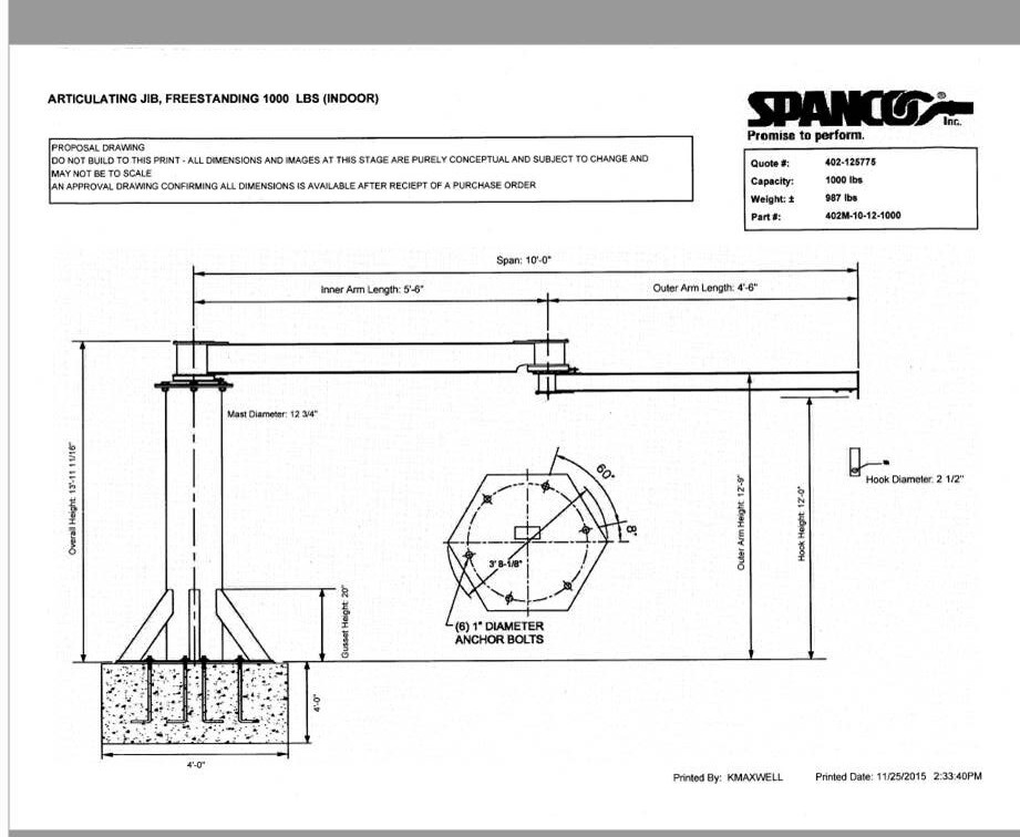 Spanco 1/2 Ton Articulating Jib Crane | eBay