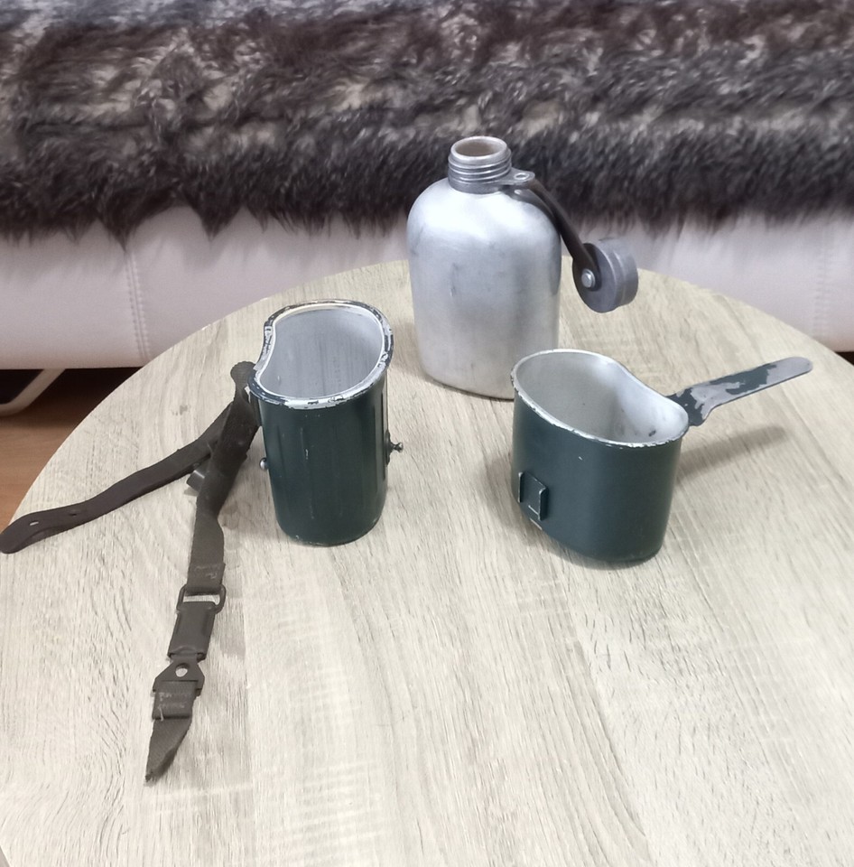Vintage German Army Field Flask CUP Mess Kit Utensils Fork Spoon Can ...