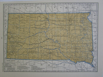SD Vintage 1934 SOUTH DAKOTA RAILROAD Map. RAPID CITY, BLACK HILLS ...