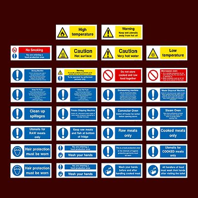 Hot Surface / Raw / Cooked Food / No Smoking / Fridge - Plastic Sign ...