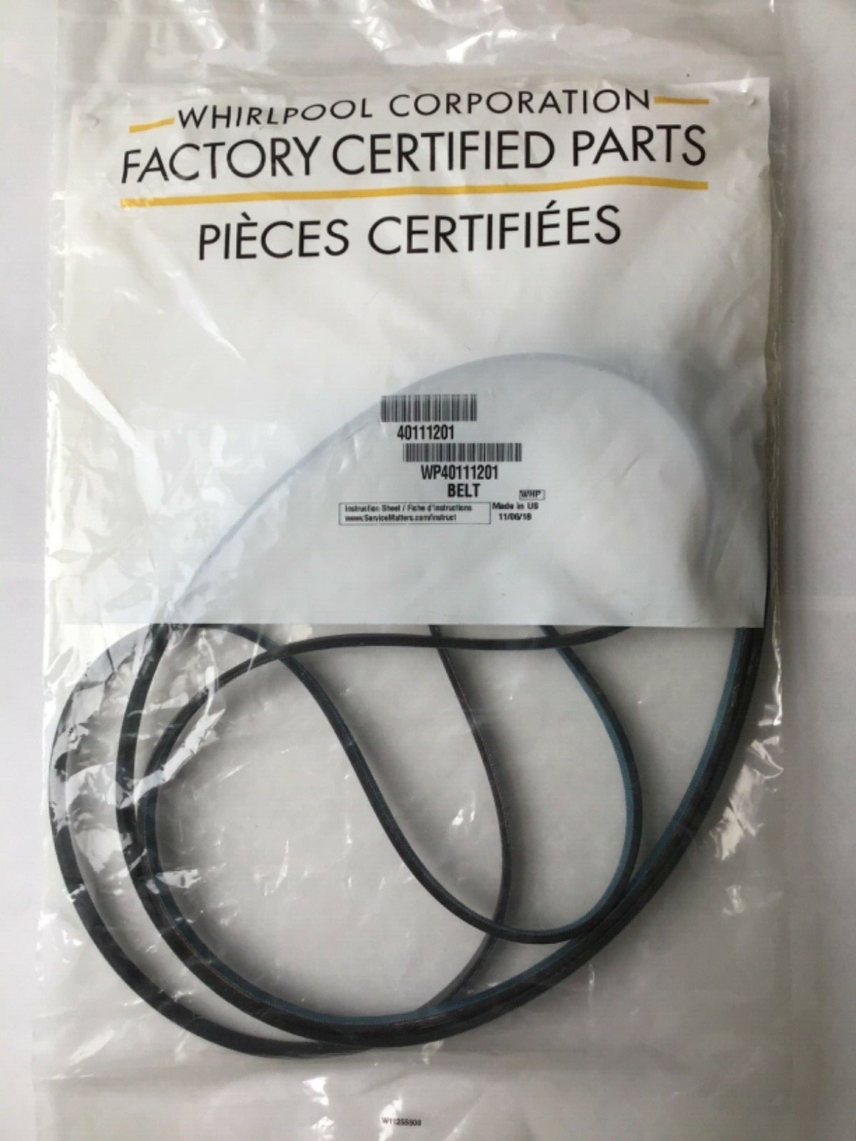 Factory Cert Dryer Belt 40111201 WLP, Amana, Speed Queen D511255P 93-3/ ...