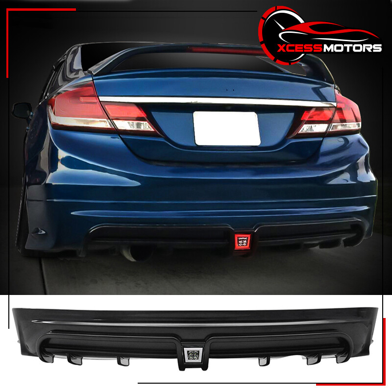 Fits 12-15 Honda Civic Sedan Mugen RR Style Rear Diffuser W/ 3rd LED ...
