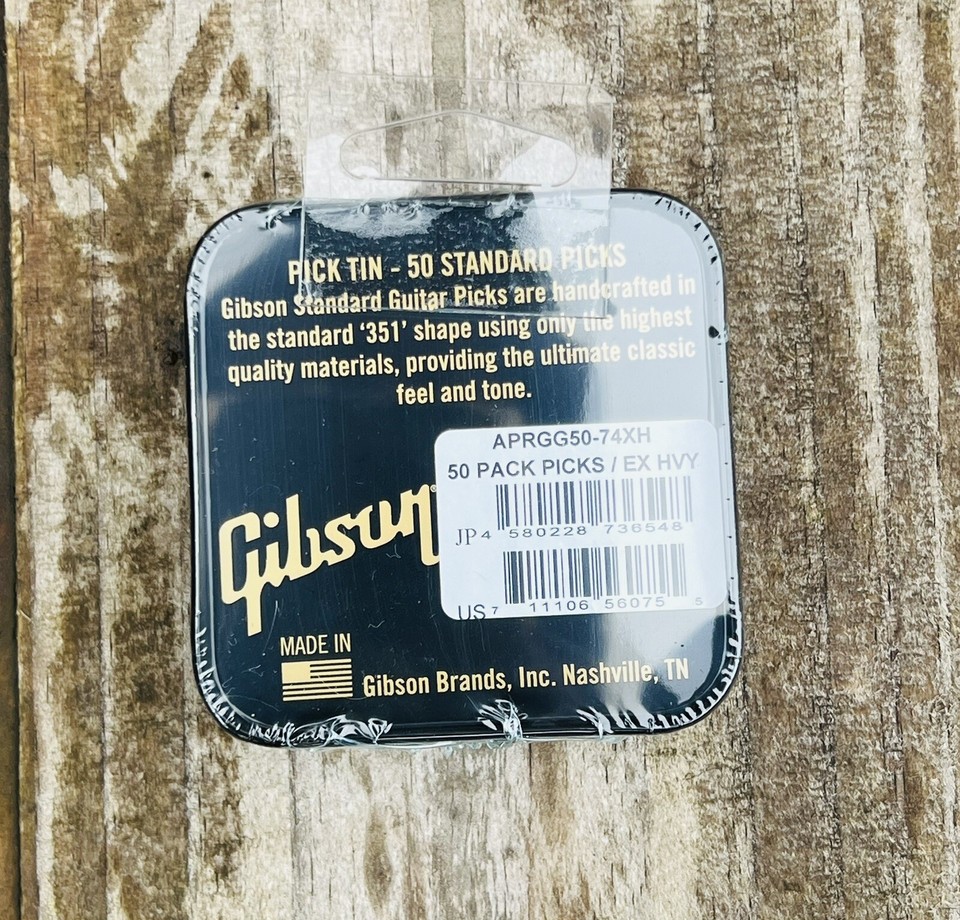 GIBSON Pick Tin 50 Standard Picks - Extra Heavy 351 Shape ~ New ...