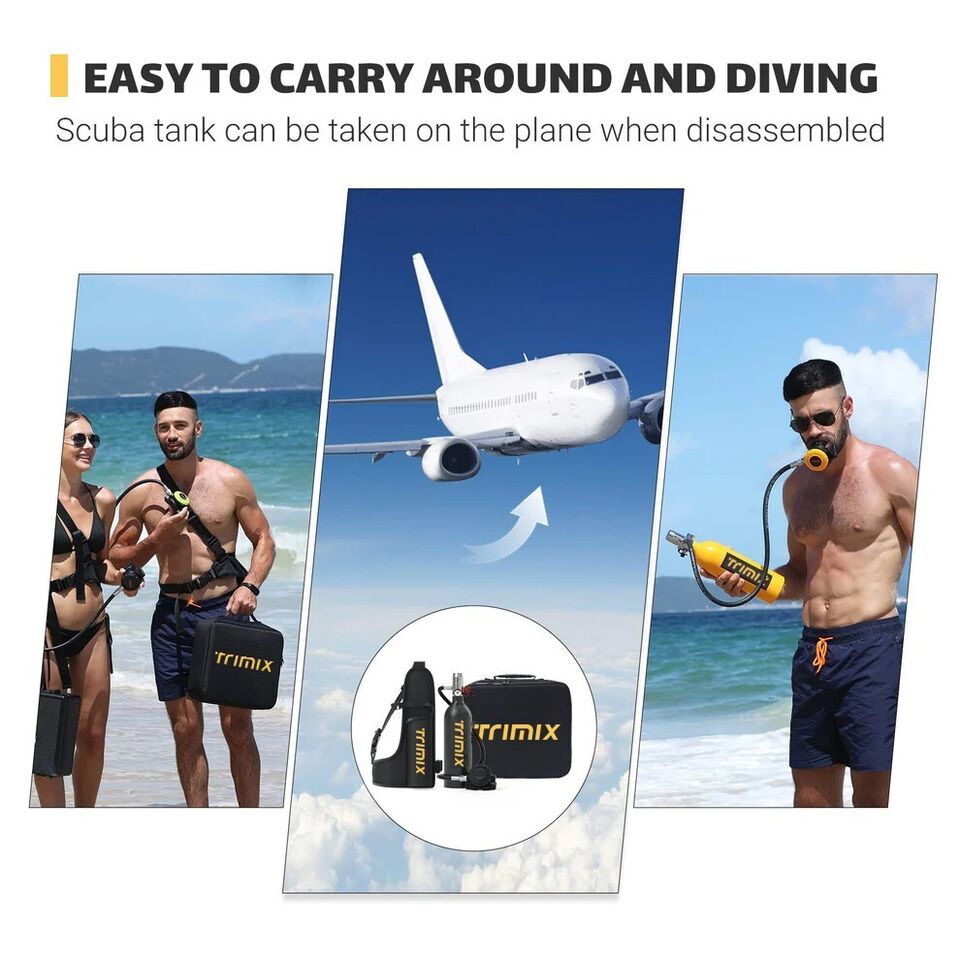 Trimix 1.0L Capacity Portable Mini Diving Scuba Lung Tank Equipment Fit ...