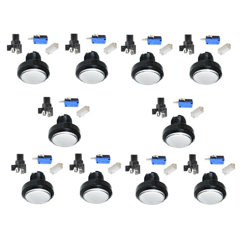 1/3/5/10* White Arcade Round Push Buttons Illumilated LED Light w ...