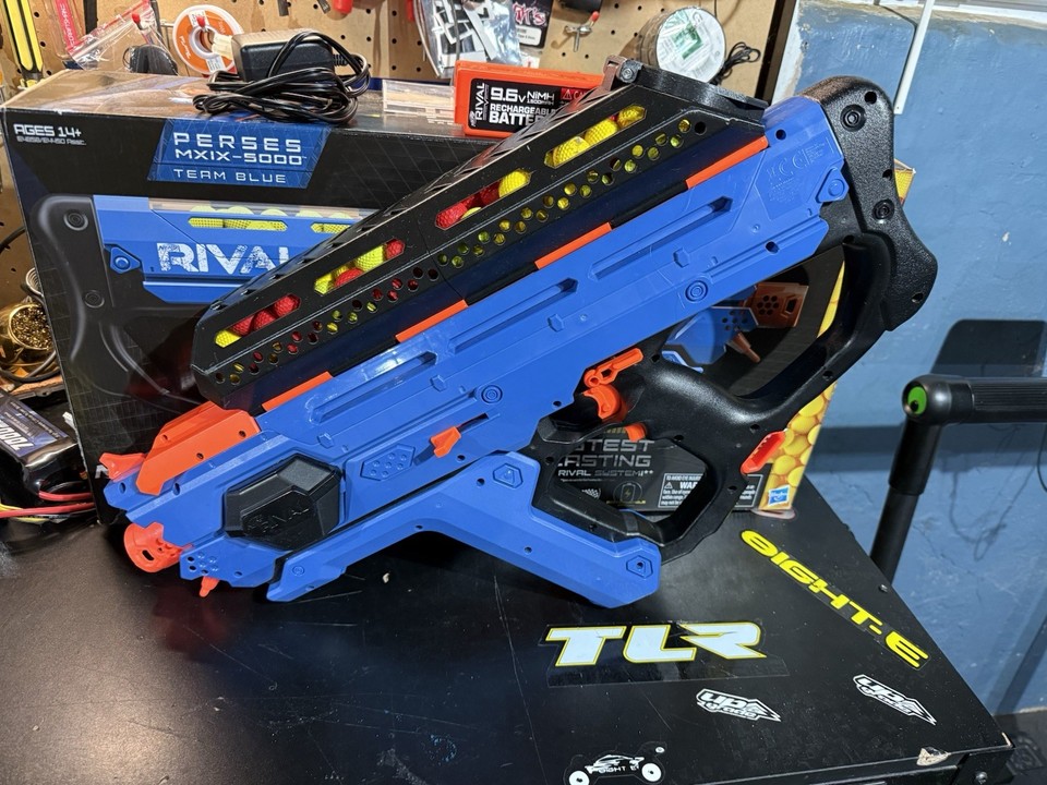 NERF Rival Perses MXIX-5000 Team Blue Rechargeable Blaster Modified ...
