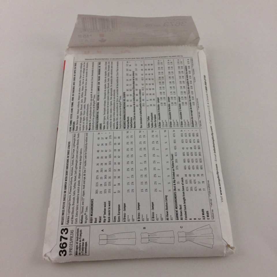 Simplicity 3673 1950s Retro Dress Jumper Skirt Pattern Uncut Size 6 8 ...