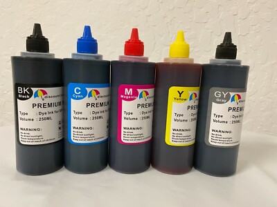 5 Colors T552 552 Dye Ink Refill Bottles for Ecotank ET-8500 ET-8550 ...