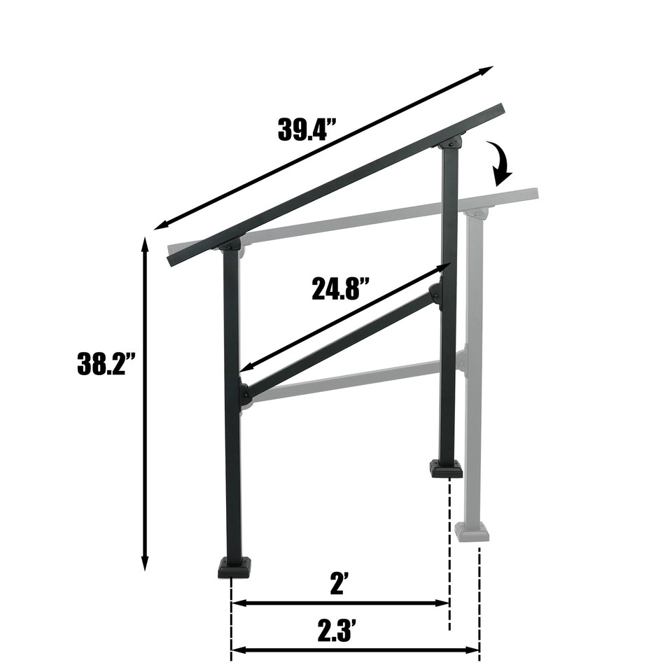 3 Steps Handrails Deck Stair Railing Indoor Black Hand Rails for ...