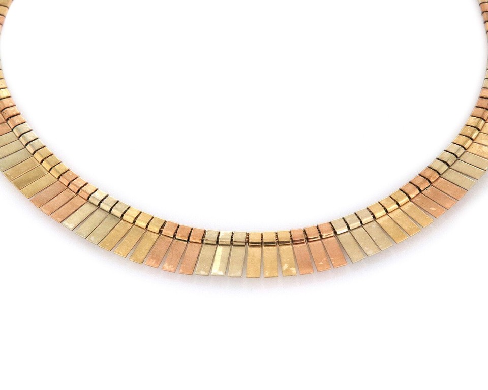 Cleopatra 14k Tri-Color Gold Graduated Collar Necklace | eBay