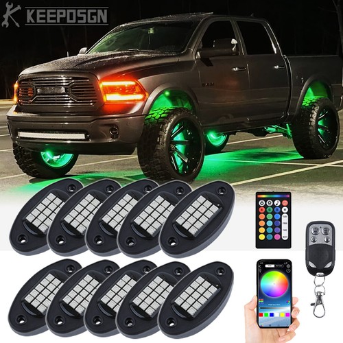 For RAM 1500 2500 3500 Pods RGB LED Neon Rock Lights Underglow Wheel ...