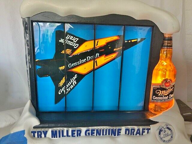 Vintage Miller Genuine Draft Beer Light 3-panel Rotating Sign w Fighter ...