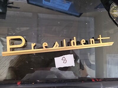 NOS 1952 53 54 55 STUDEBAKER GOLD PRESIDENT EMBLEM SCRIPT OEM ...