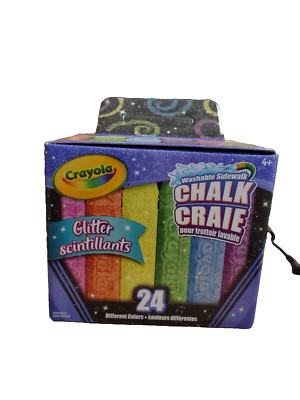 Crayola Washable Sidewalk Chalk 24 Glitter Assorted Colors Sparkly ...