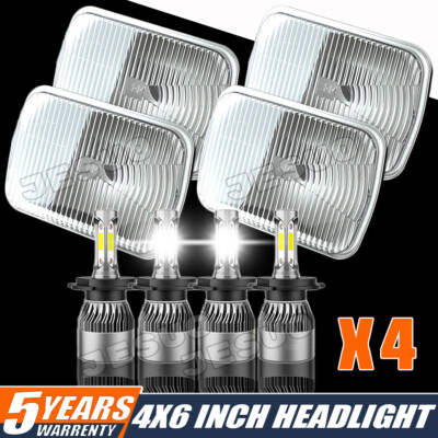 Super Bright 4pc 4x6"inch Led Headlights HI/LO DRL for Ford Mustang ...