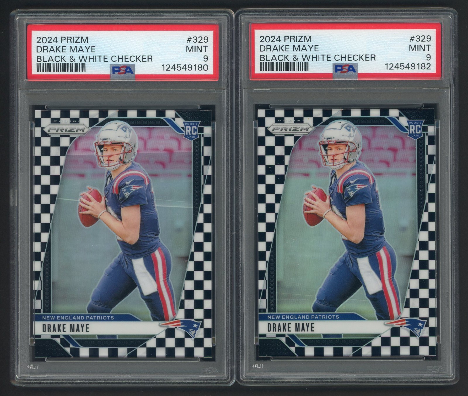 Lot Of (2) 2024 Panini Black & White Checker Prizm #329 Drake Maye RC PSA 9 | eBay