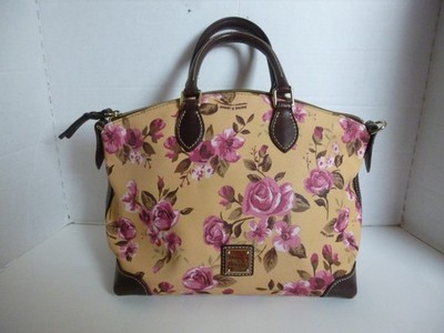 Dooney & Bourke Cabbage Rose Satchel Handbag Yellow, Pink & Brown | eBay