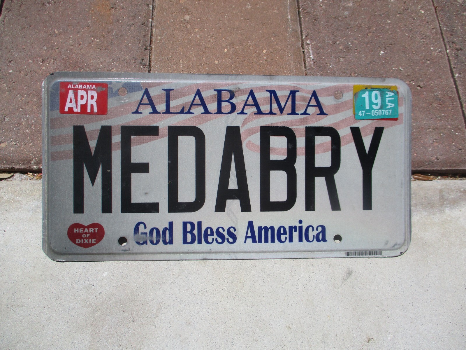 Alabama 2019 God Bless America license plate # MEDABRY | eBay