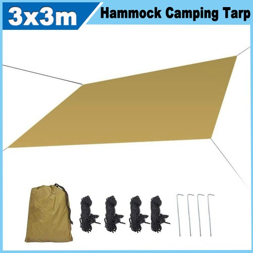3*3m Waterproof Tent Tarp Hammock Rain Fly Cover Outdoor Camping Sun ...