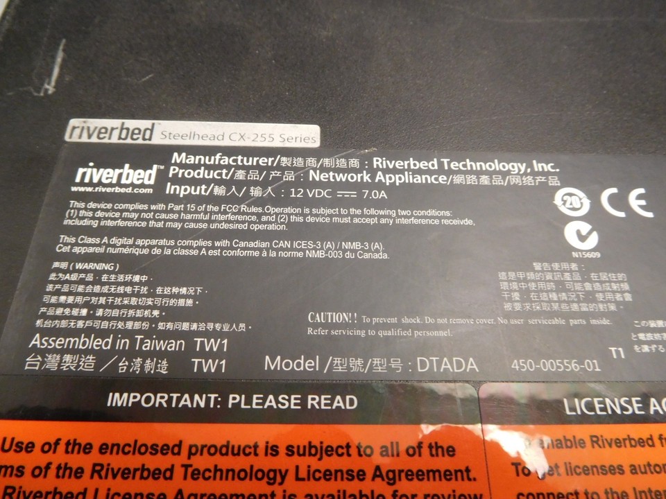 Riverbed Steelhead CX-255 CXA-00255-B010 RB100-00120-02 Application ...