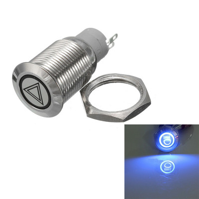 Blue 16mm 12V 3A Light Push Button Metal Switch Main Beam Light Symbol ...