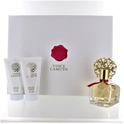 VINCE CAMUTO 3PC SET EDP SPRAY 3.4 OZ + BODY LOTION 2.5 + SHOWER GEL 2. ...
