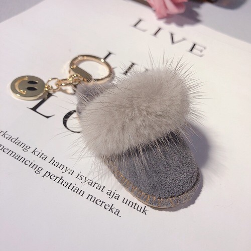Creative New Water Mink Slippers Keychain Simulated Shoes Bag Pendant ...