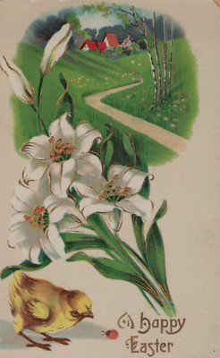 GSK Happy Easter Chick Look at Ladybug Lilies Flowers Country Scene Gel ...