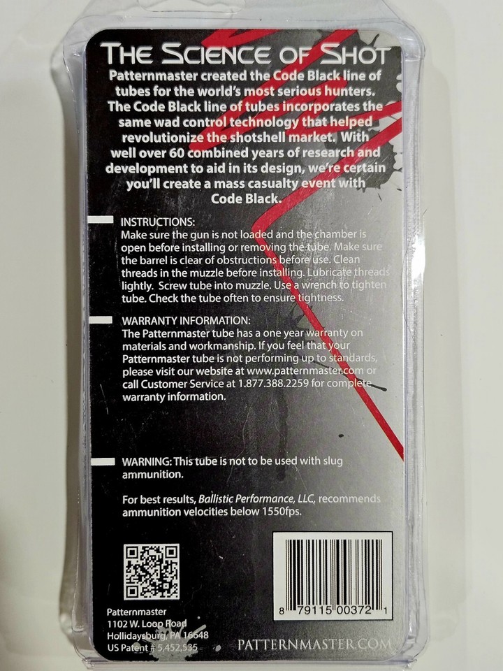 NEW ~ 5372 Patternmaster, 12ga Benelli Crio/ Beretta Optima Plus Code ...