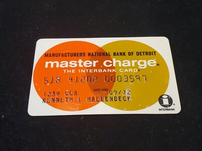 Manufacturers Nat'l Bank of Detroit Master Charge Credit Card~exp 1972 ...