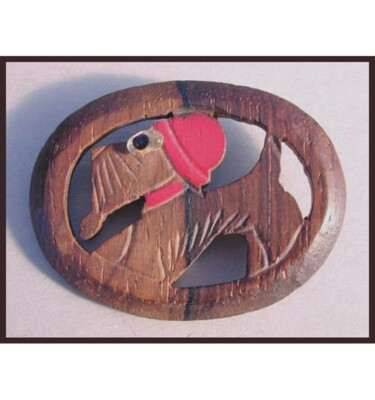 CUTE Vintage Hand Carved WOOD SCOTTY Pin | eBay