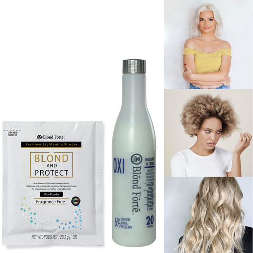 DIY Blond & Protect 8+ Level Hair Bleach Lightening Kit Combo -30 Vol ...