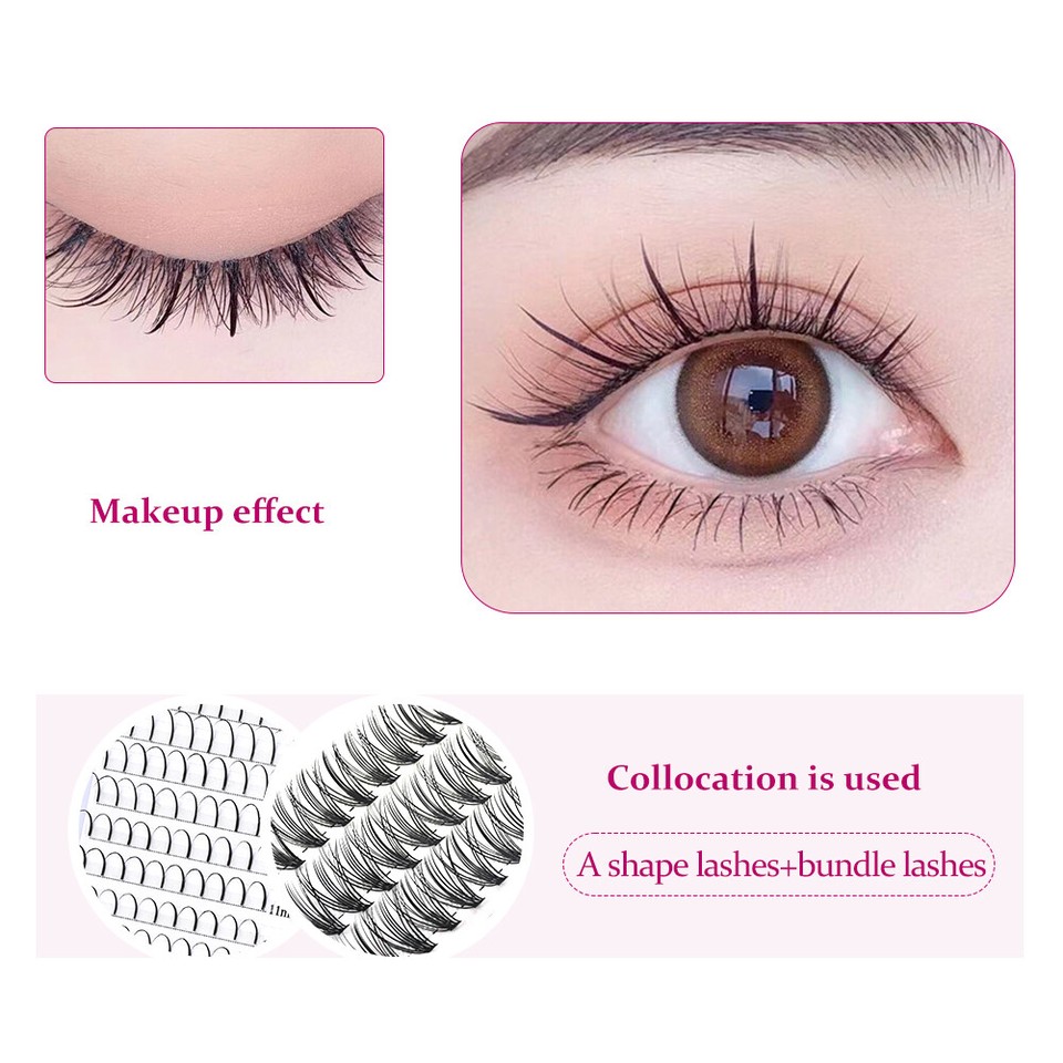 Fadvan Cluster Eyelashes Natural Curl Lash Individual Lashes Thick ...