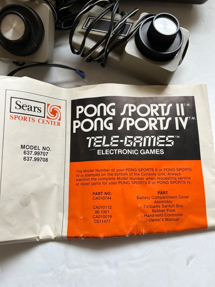Sears Tele-Games PONG SPORTS IV Video game system 4 Controllers Vintage ...
