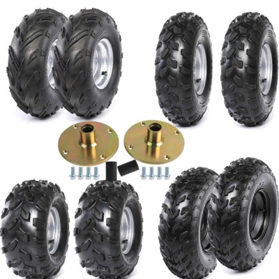 7" 8" 10" Go Kart Wheels Tire Rim 4 Lug w/ Rear Axle Hubs ATV Golf Cart ...