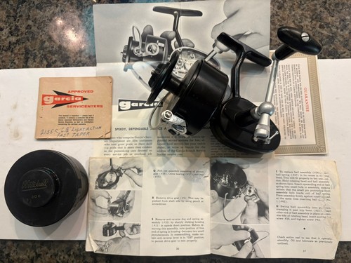 Vintage Garcia Mitchell 306 Spinning Fishing Reel with Manuals & spool ...