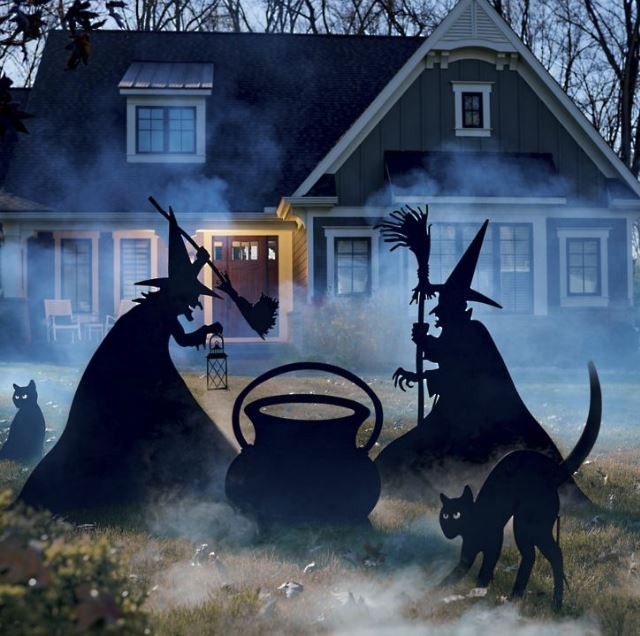 Grandin Road Life-Size Witch Silhouette Halloween Outdoor Yard Decor ...