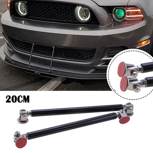 Adjustable Black Front Bumper Lip Splitter Strut Rod Tie Support Bars ...