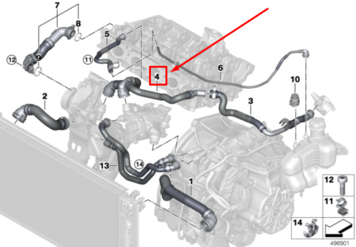 Genuine MINI BMW Cooper One X1 Hose Thermostat Connecting Branch ...