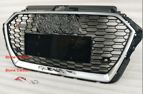 RS3 Style Grille Grill Henycomb Silver Trim Chrome Ring For Audi A3 S3 ...